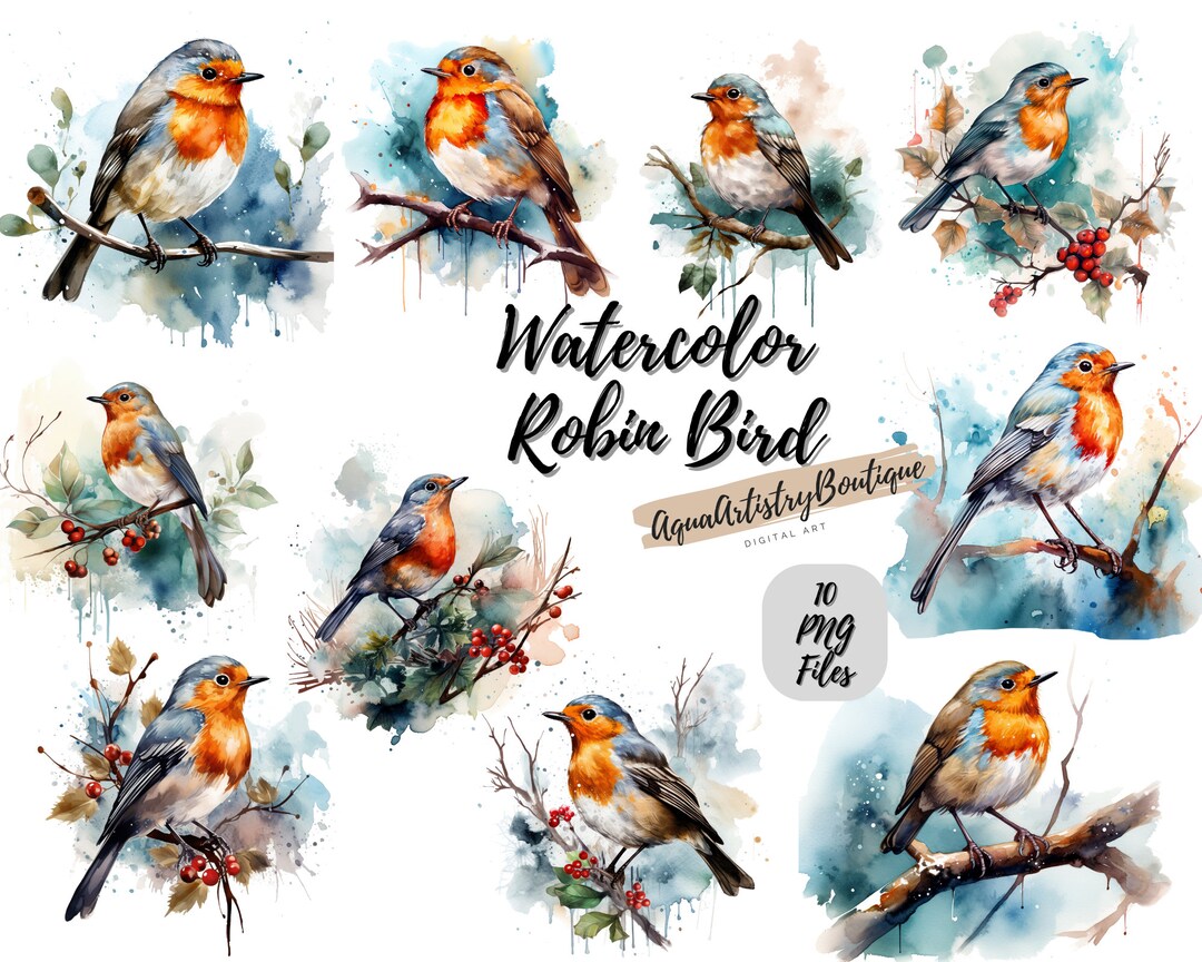 Watercolor Robin Bird | Digital Download | Wall Art | Watercolor ...