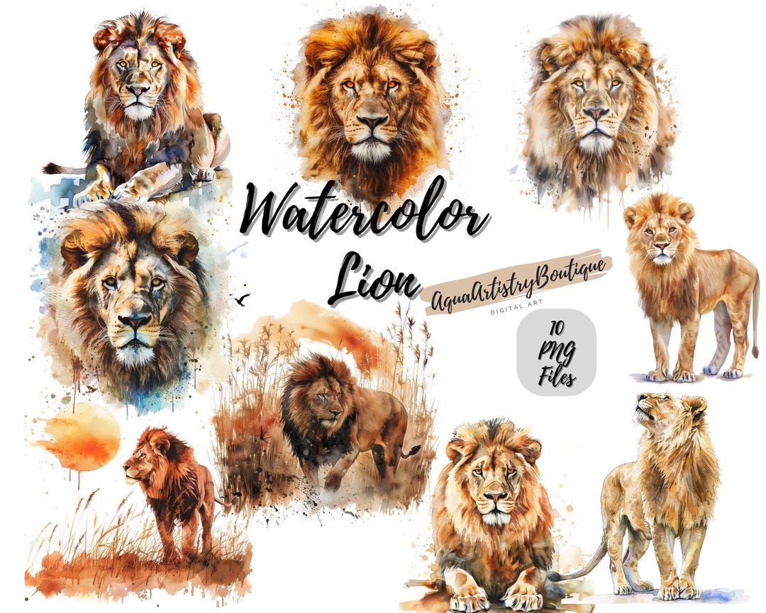 Watercolor Lion | Digital Download | Wall Art | Watercolor Clipart ...