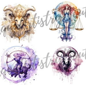 Watercolor Zodiac Signs | Digital Download | Wall Art | Watercolor ...