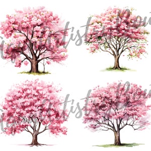 Watercolor Sakura Tree Digital Download Wall Art Watercolor Clipart ...