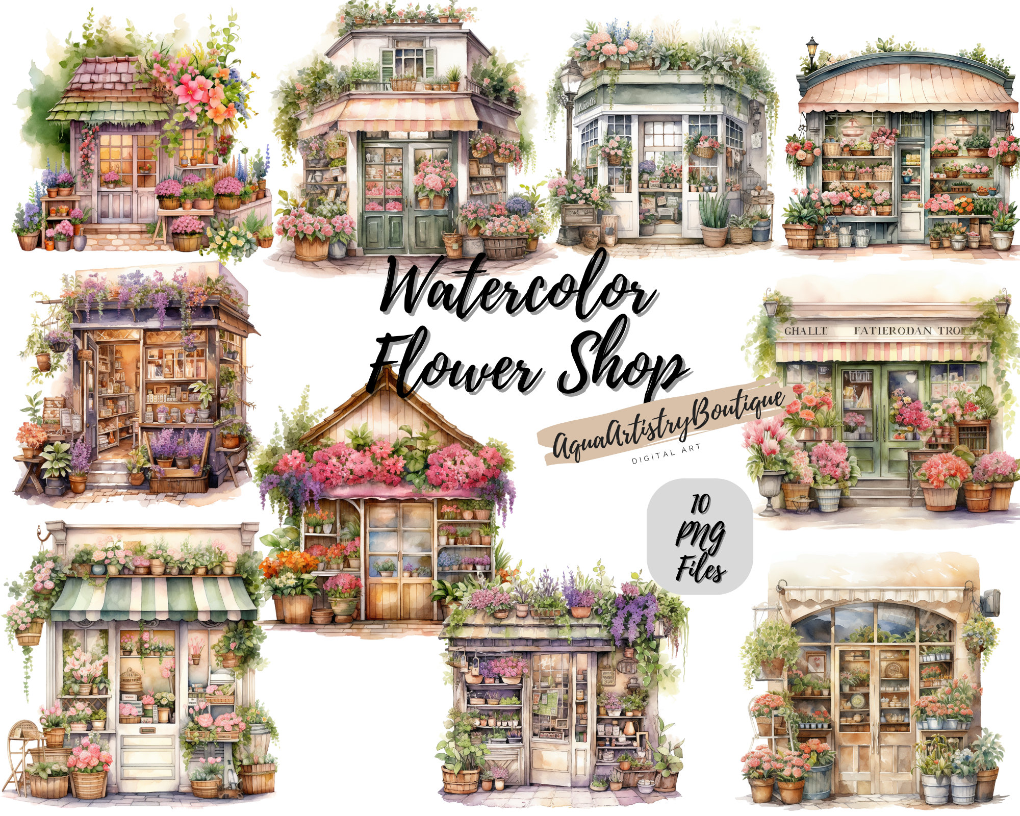 Watercolor Flower Shop Digital Download Wall Art - Etsy