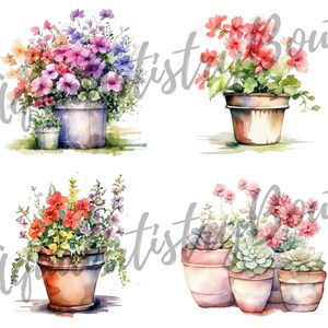 Watercolor Flower Pot | Digital Download | Wall Art | Watercolor ...