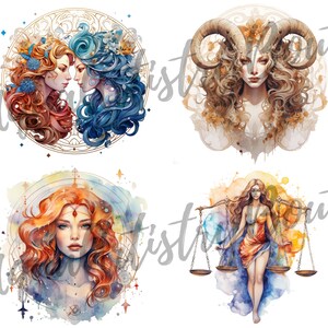 Watercolor Zodiac Signs | Digital Download | Wall Art | Watercolor ...