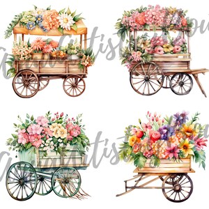 Watercolor Flower Cart | Digital Download | Wall Art | Watercolor ...