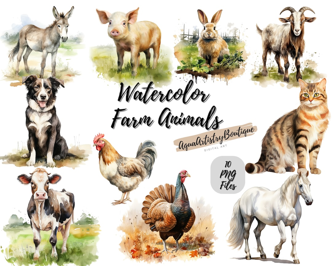 Watercolor Farm Animals | Digital Download | Wall Art | Watercolor ...