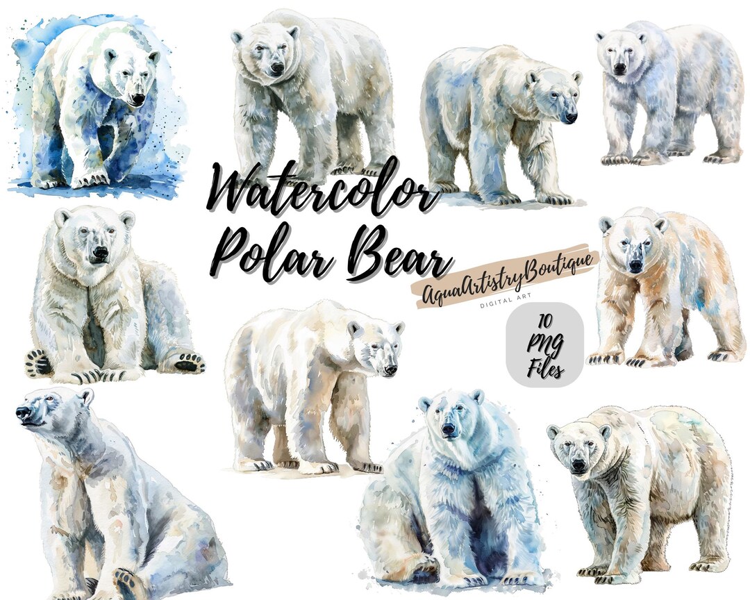 Watercolor Polar Bear | Digital Download | Wall Art | Watercolor ...