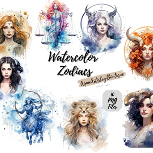 Watercolor Zodiac Signs | Digital Download | Wall Art | Watercolor ...