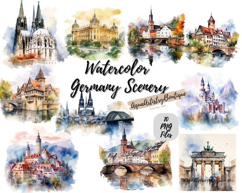 Watercolor Germany Scenery Digital Download Wall Art - Etsy