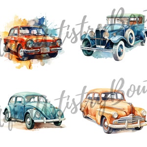 Watercolor Vintage Cars | Digital Download | Wall Art | Watercolor ...