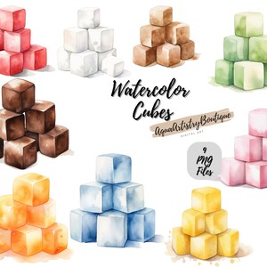 Watercolor Cubes | Digital Download | Wall Art | Watercolor Clipart ...