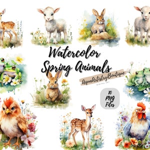 Watercolor Spring Animals | Digital Download | Wall Art | Watercolor ...