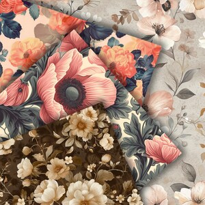 Vintage Flowers Digital Paper | Floral Background | Floral Digital ...