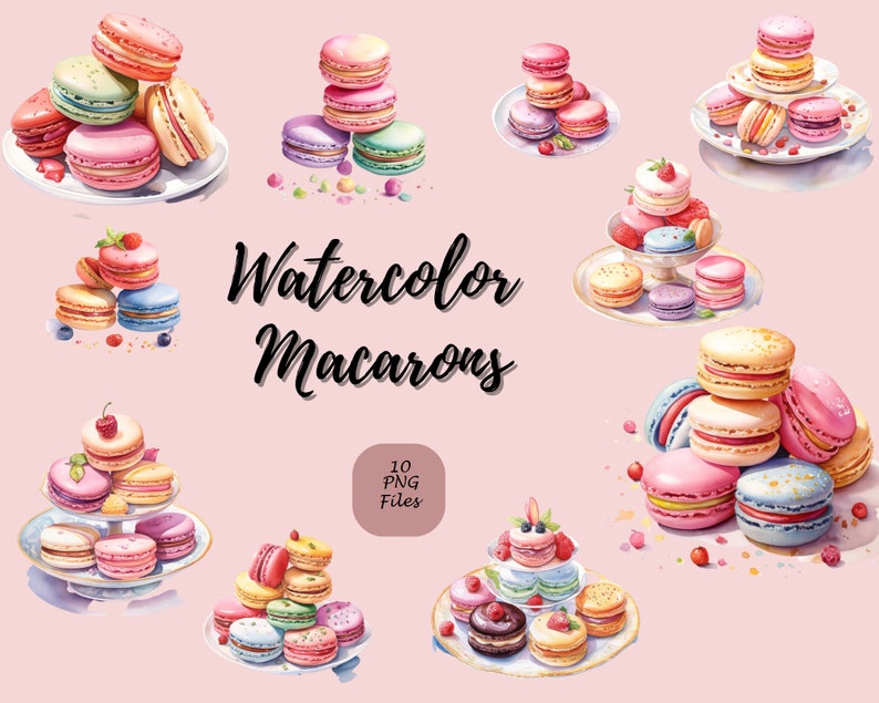 Watercolor Macarons Digital Download Wall Art Watercolor - Etsy