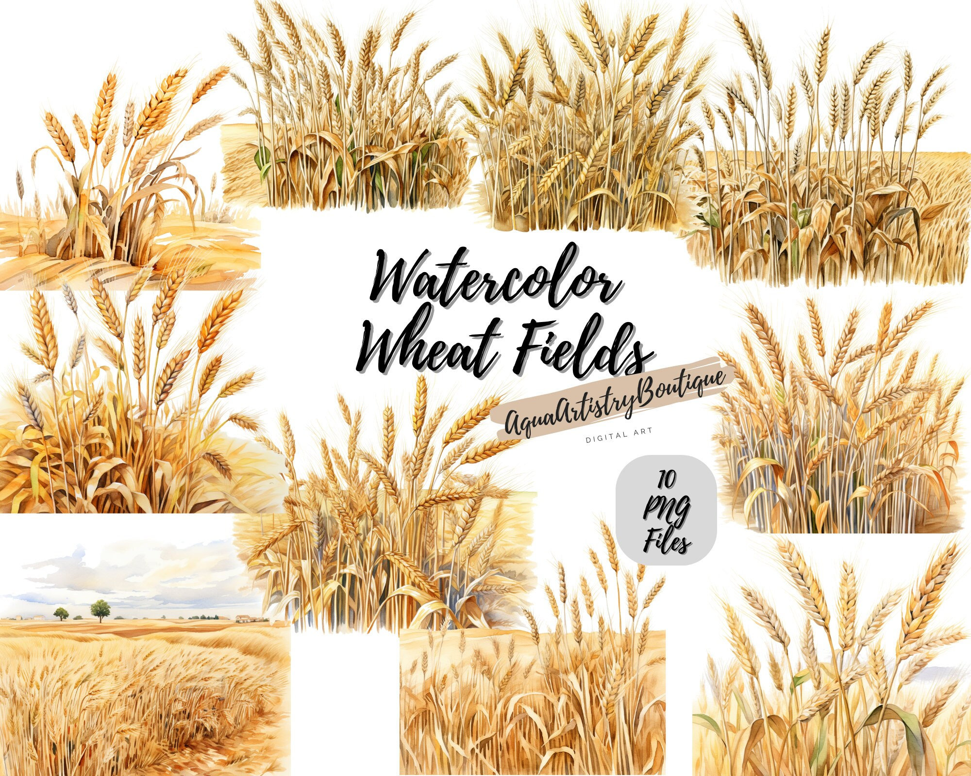 Watercolor Wheat Fields Digital Download Wall Art - Etsy