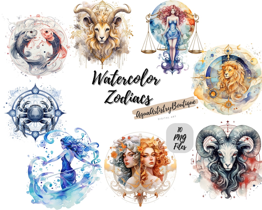 Watercolor Zodiac Signs | Digital Download | Wall Art | Watercolor ...