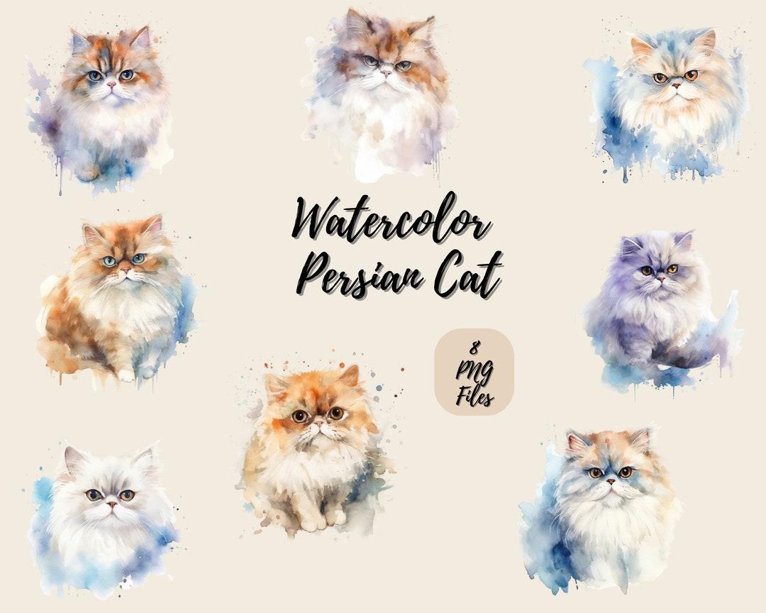 Watercolor Persian Cat | Digital Download | Wall Art | Watercolor ...