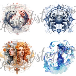 Watercolor Zodiac Signs | Digital Download | Wall Art | Watercolor ...