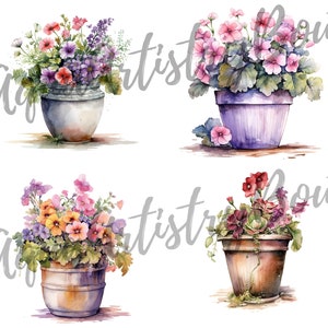 Watercolor Flower Pot | Digital Download | Wall Art | Watercolor ...