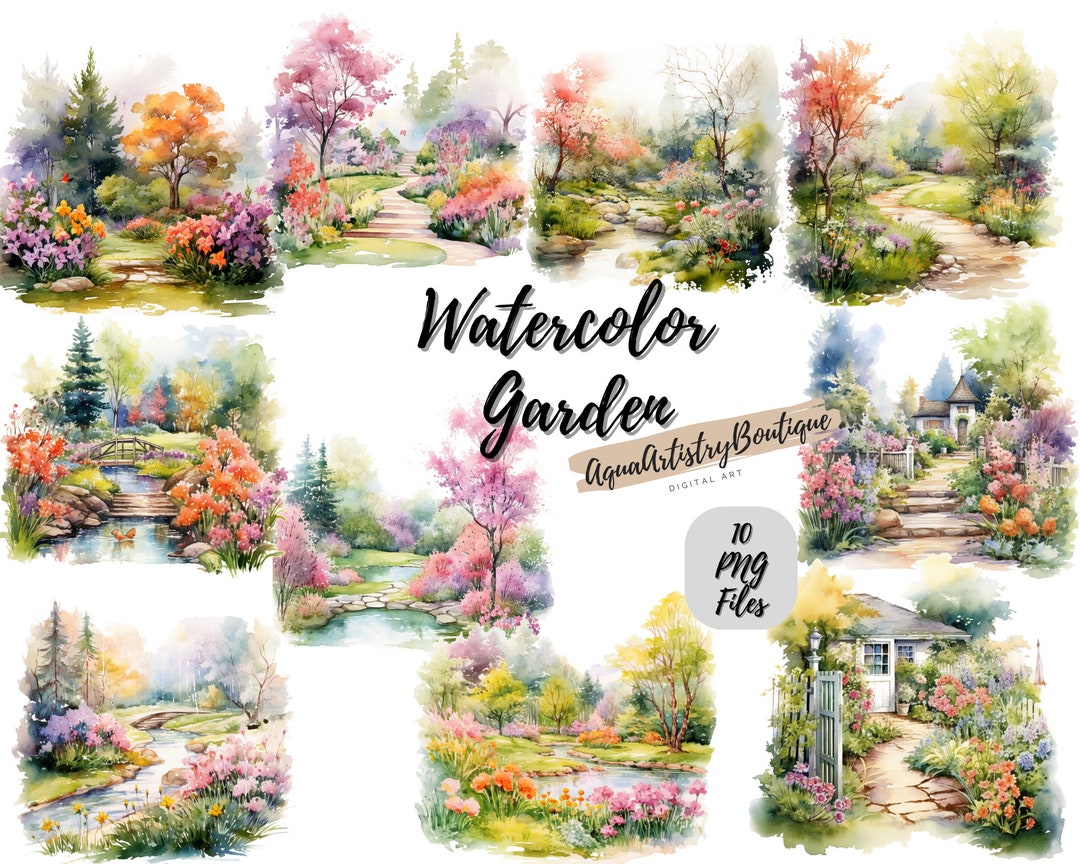 Watercolor Garden | Digital Download | Wall Art | Watercolor Clipart ...