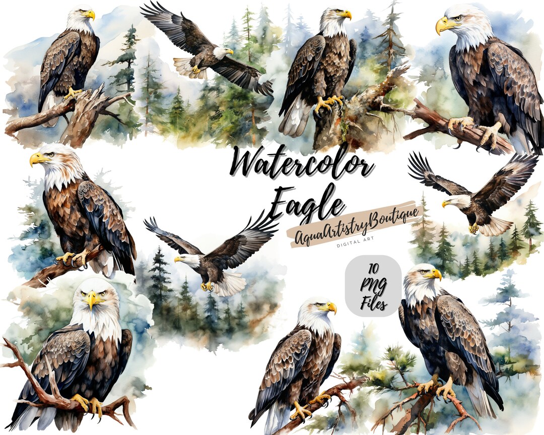 Watercolor Eagle | Digital Download | Wall Art | Watercolor Clipart ...