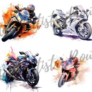 Watercolor Sport Motorcycle | Digital Download | Wall Art | Watercolor ...