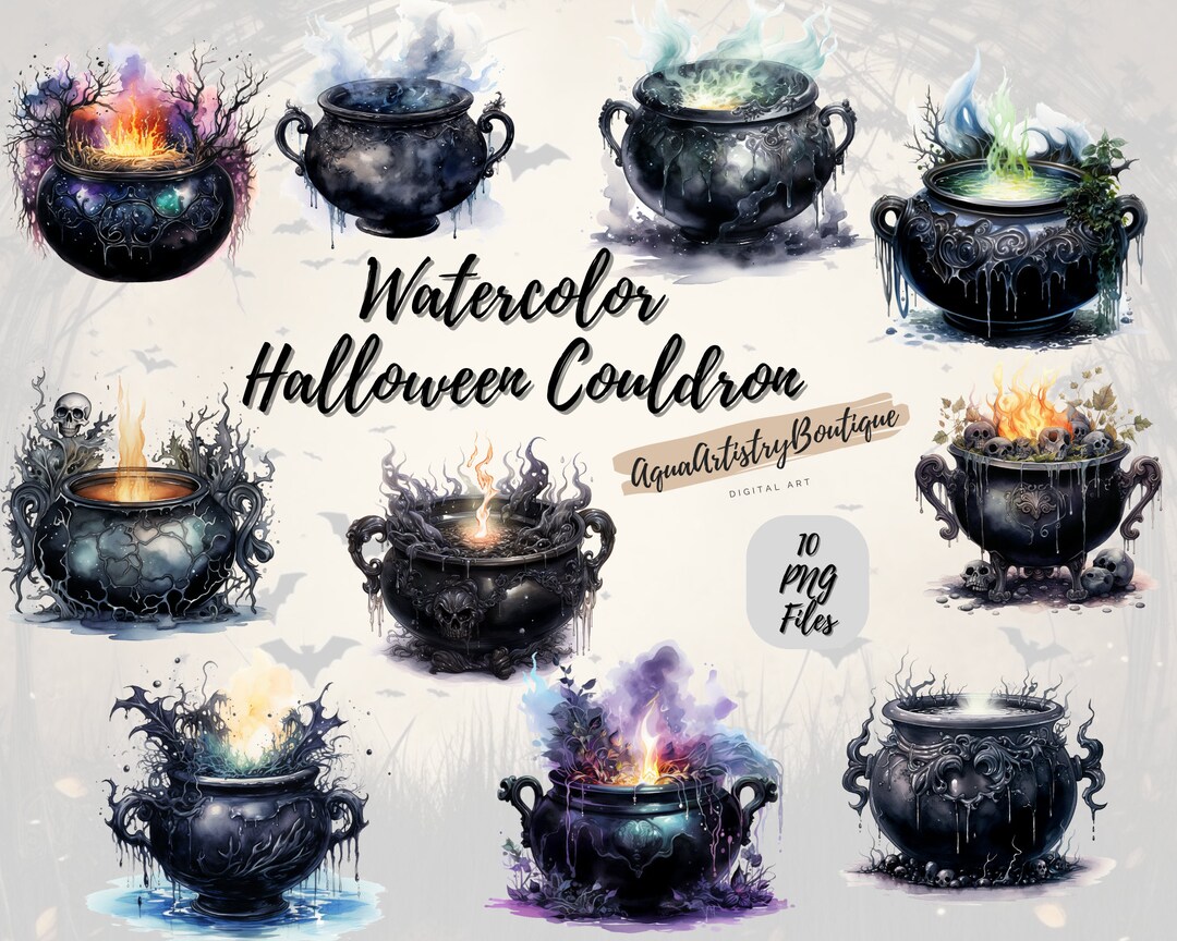 Watercolor Halloween Cauldron | Digital Download | Watercolor Clipart ...