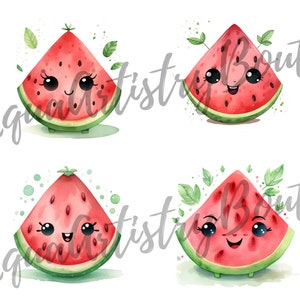 Watercolor Kawaii Watermelon | Digital Download | Wall Art | Watercolor ...