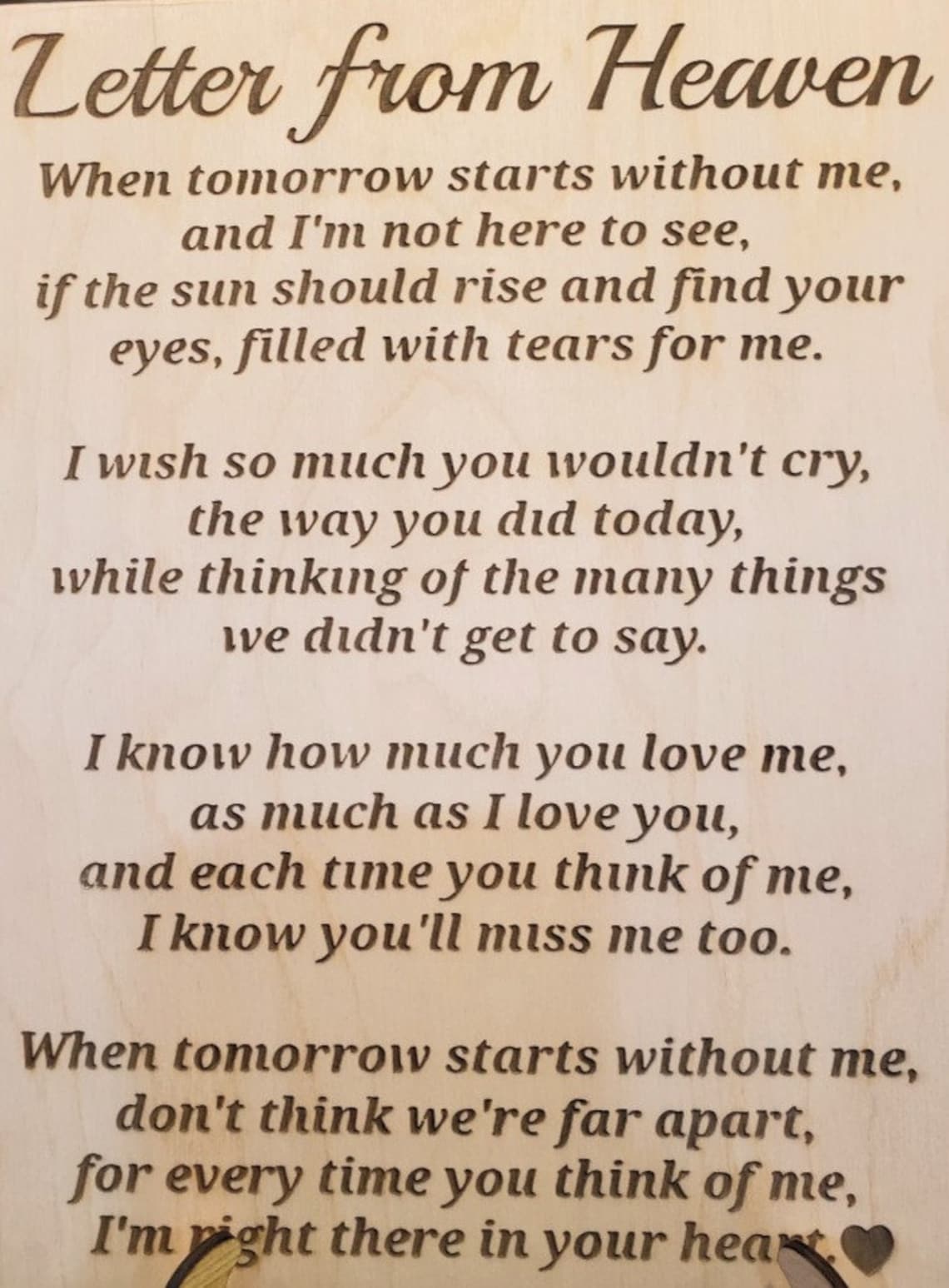 Laser Engraved Letters From Heaven Sign for the Special Someone That ...