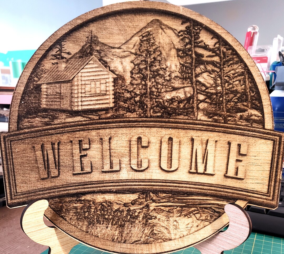 Wood 3d Effect Laser Engraved Welcome Sign. 12 in - Etsy Denmark