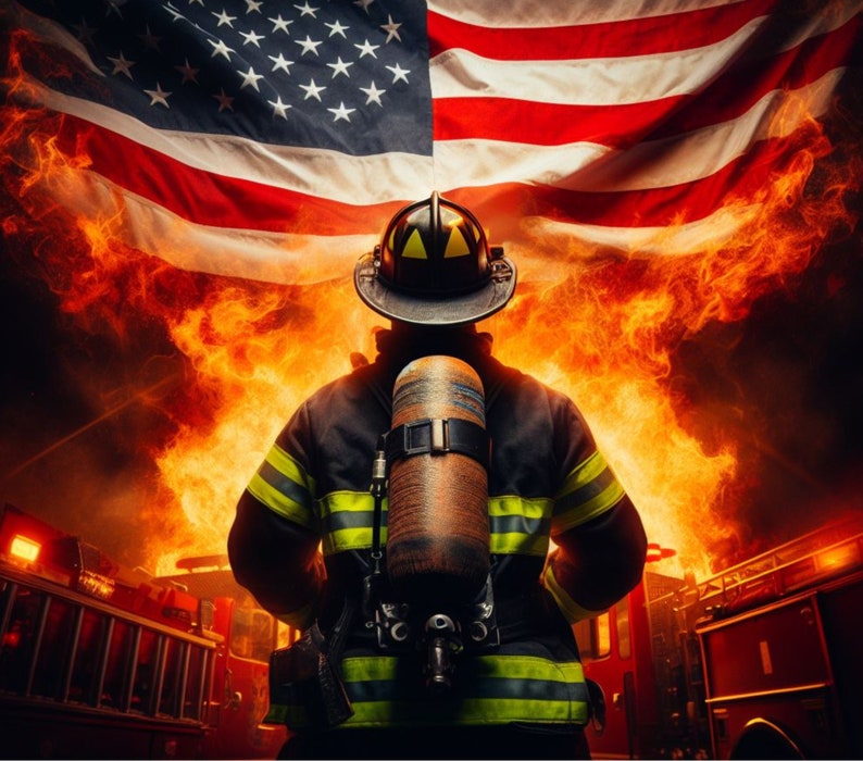 First Responder PNG, Fireman Sublimation Design, American Flag PNG ...