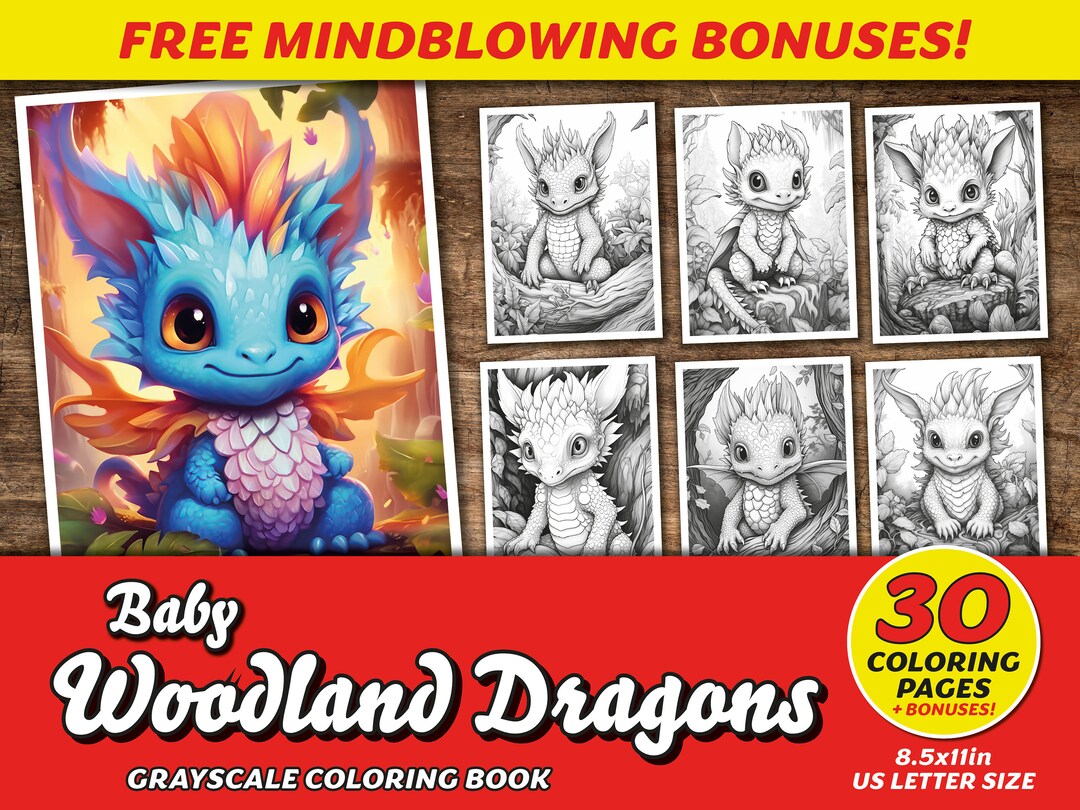 Baby Woodland Dragons Coloring Book Pages Printable Art - Etsy