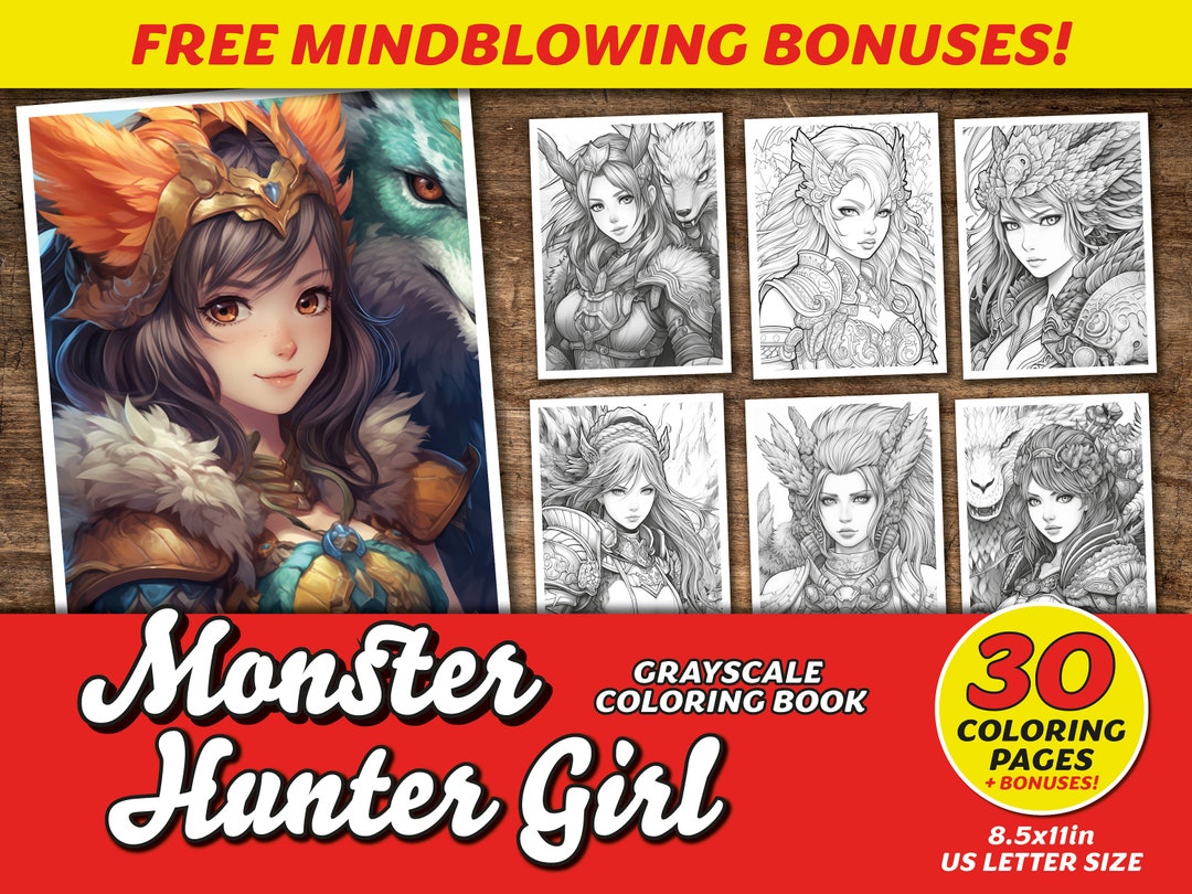 Monster Hunter Girl Coloring Book Pages, Printable Art, Fantasy ...
