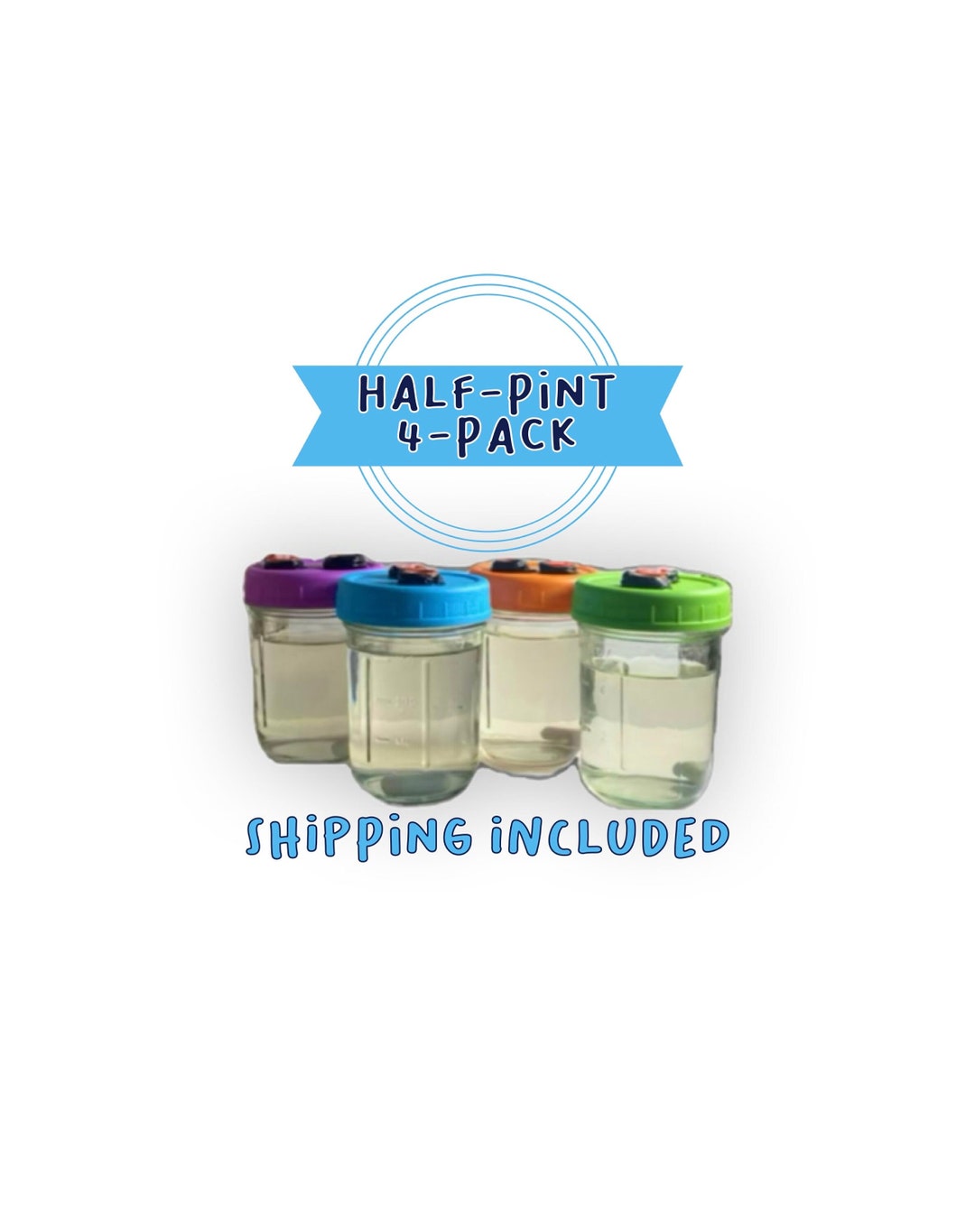 Half-pint Liquid Culture Jars 4-pack, Sterilized for Mushroom Growing ...