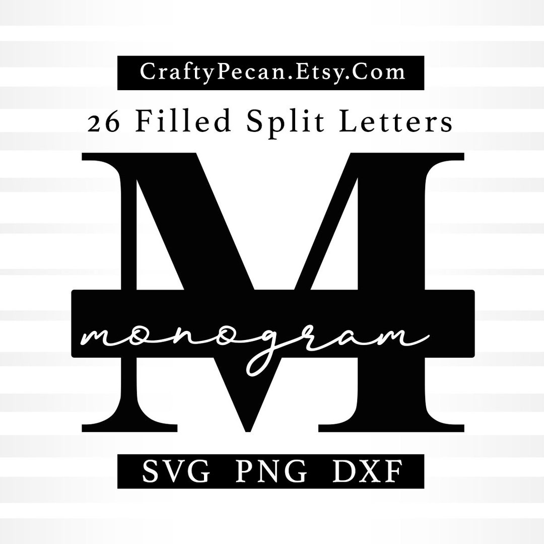 Split Monogram Svg, Monogram Font for Cricut Alphabet Letters, Split ...