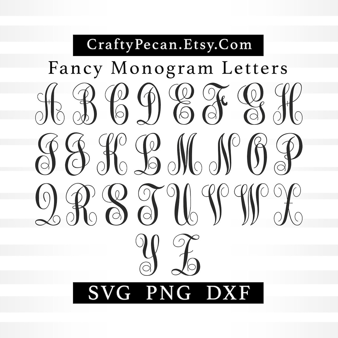 Fancy Vine Monogram Font Svg Png Swirly Alphabet Letters, Cricut Font ...