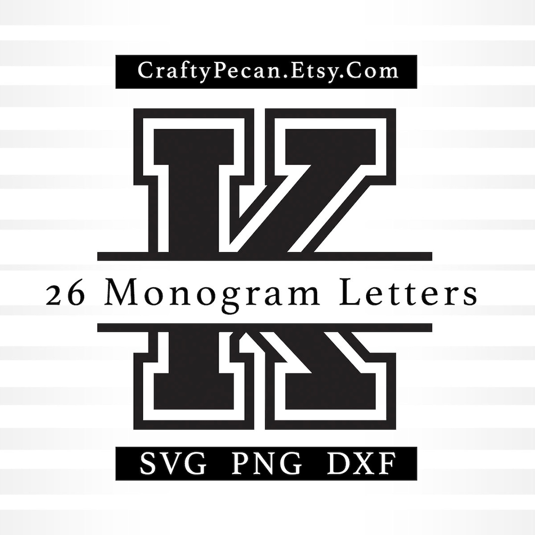 College Split Monogram Font: SVG, PNG, DXF Files - Etsy