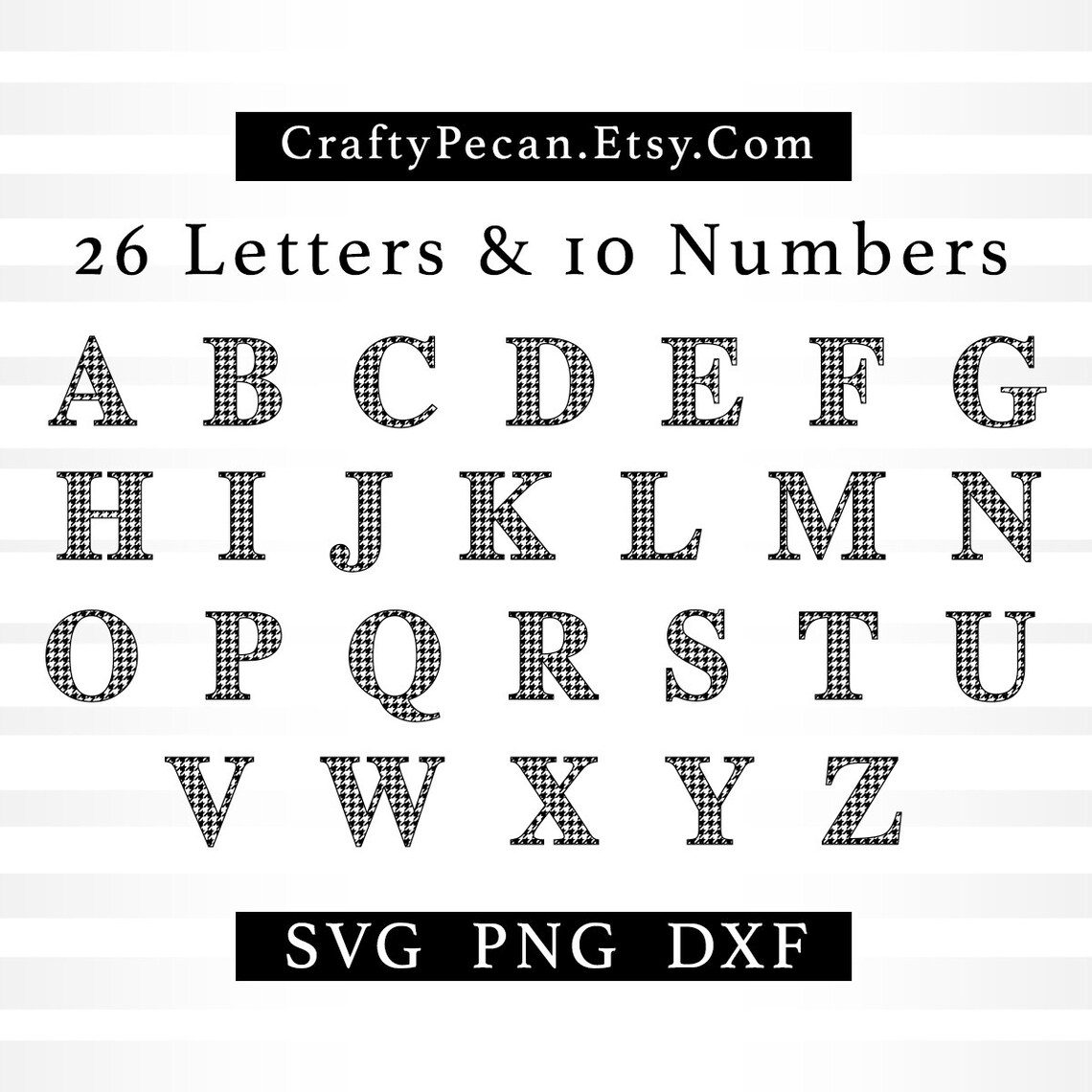 Houndstooth Alphabet Letters Svg, Cricut Font Svg, Fancy Font Svg ...