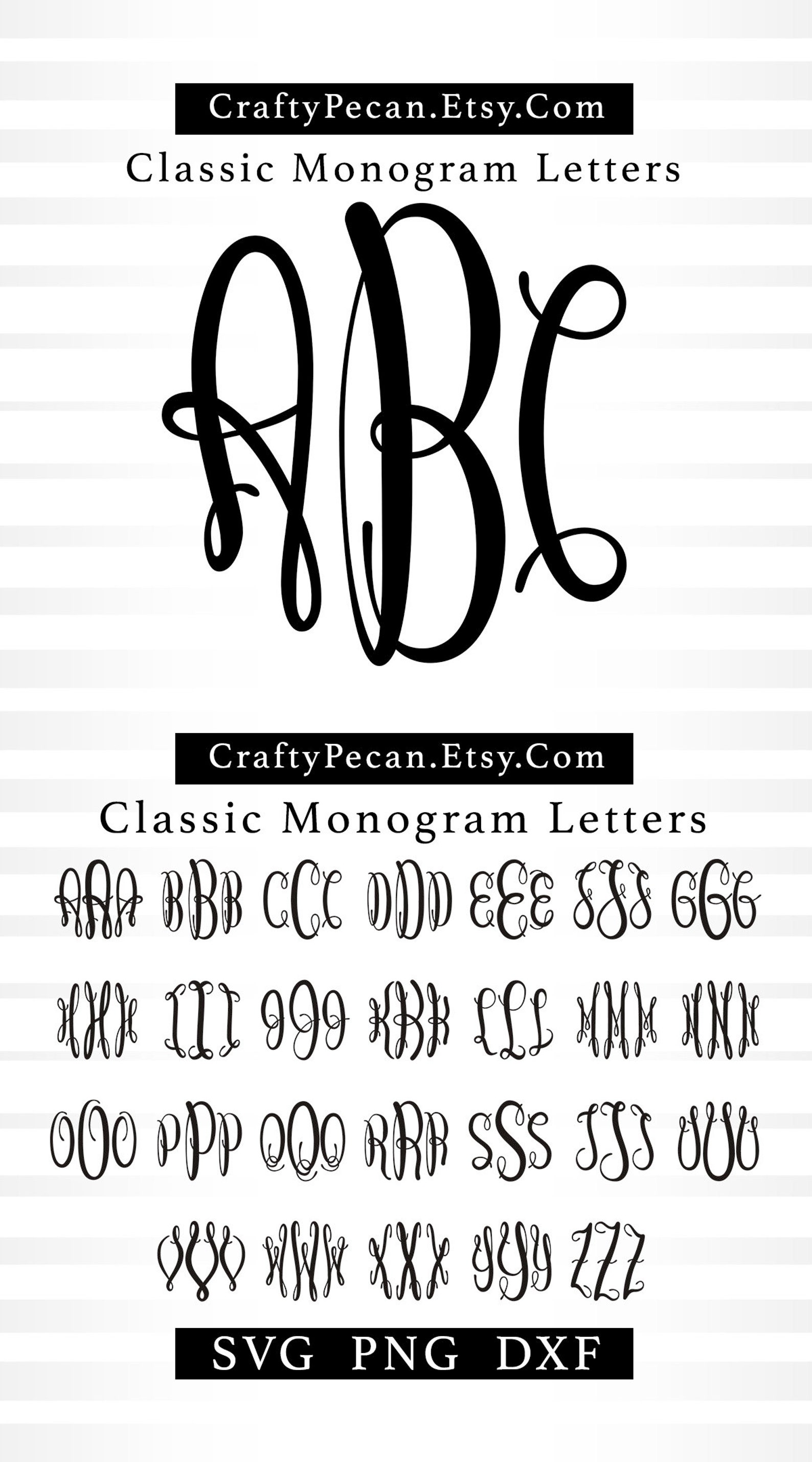Monogram Svg, 8 Monogram Fonts Bundle Svg, Cricut Font Bundle, Monogram ...