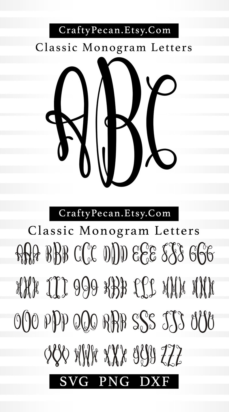 Monogram Svg, 8 Monogram Fonts Bundle Svg, Cricut Font Bundle, Monogram ...