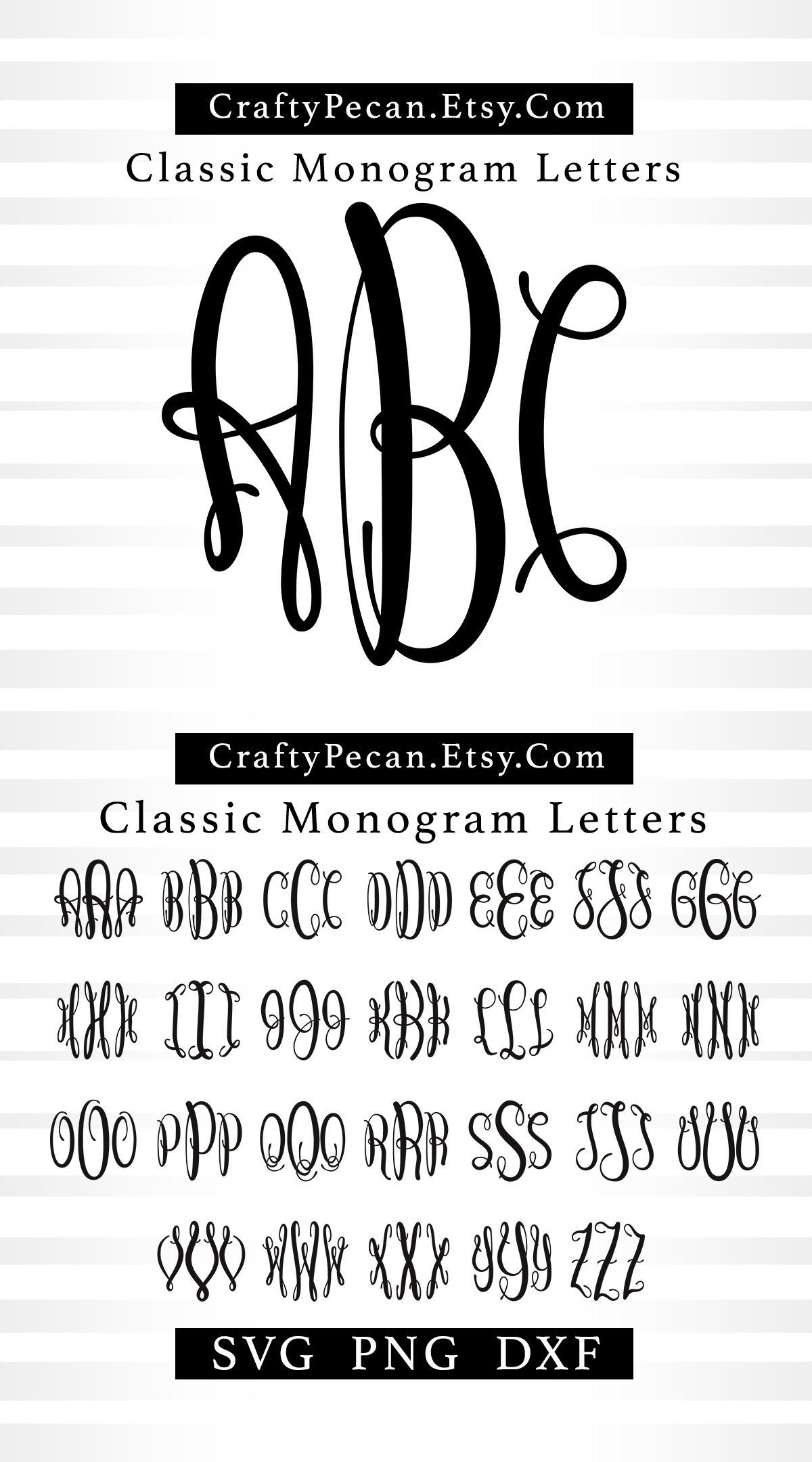 Monogram Fonts SVG Bundle: 8 Cricut & Laser Cut Fonts (digital Download ...