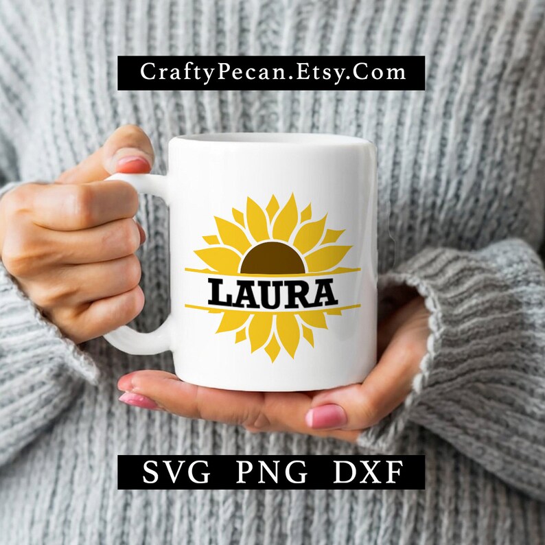 Split Sunflower Svg, Split Monogram Frame Svg, Sunflower Png, Dxf Cut ...