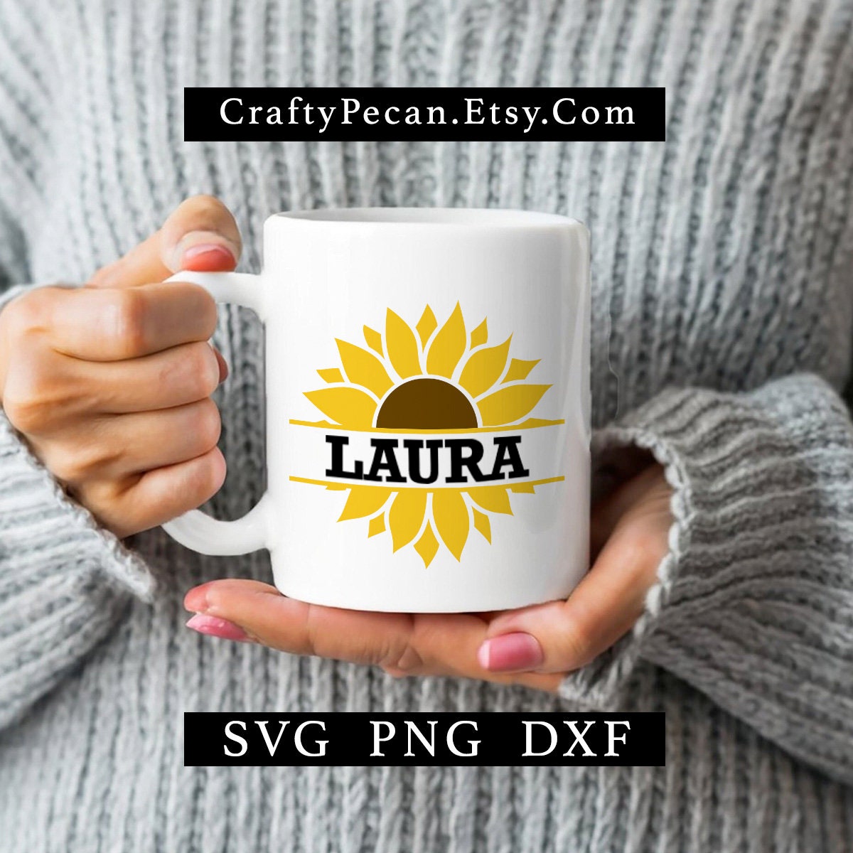 Split Sunflower Svg, Split Monogram Frame Svg, Sunflower Png, Dxf Cut ...