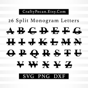 Split Monogram Svg, Monogram Font for Cricut Alphabet Letters, Split ...