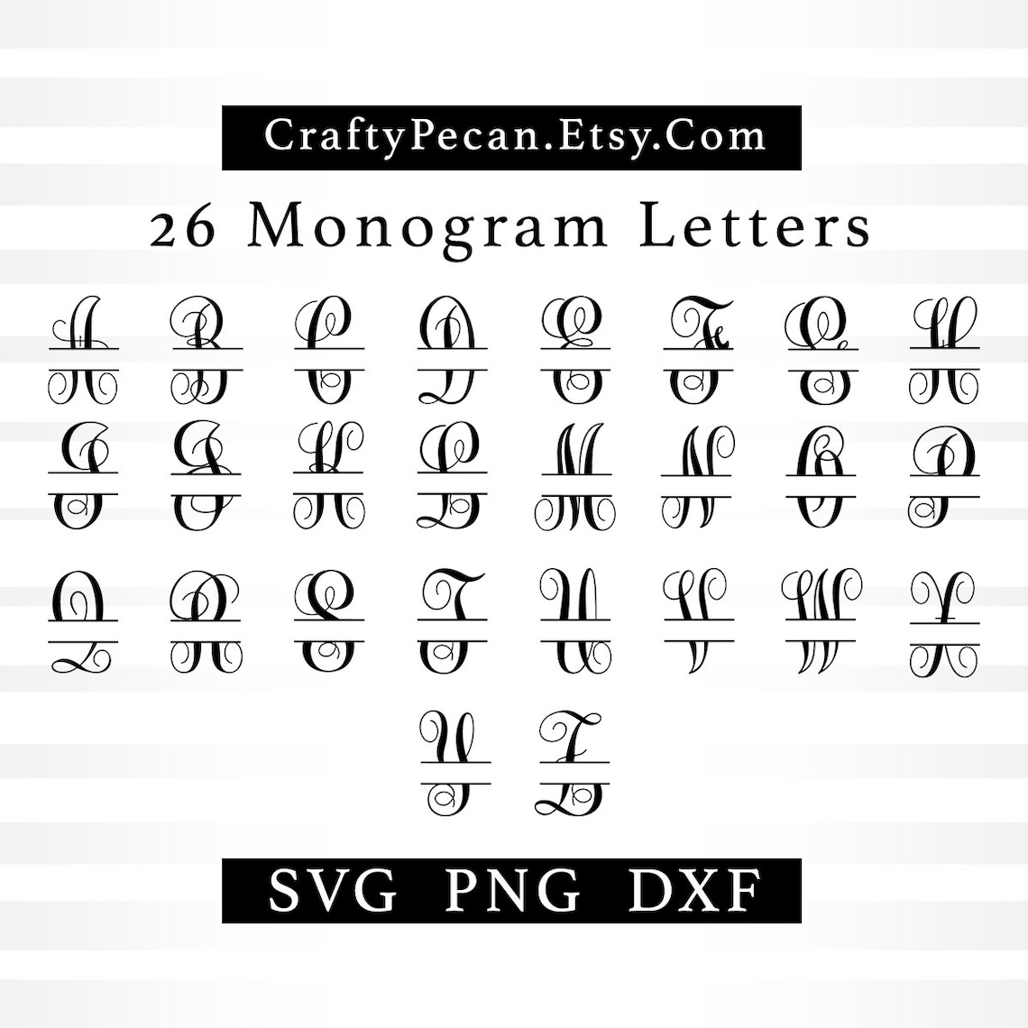 Vine Split Monogram Font Svg, Monogram Svg Alphabet Letters, Png, Dxf ...