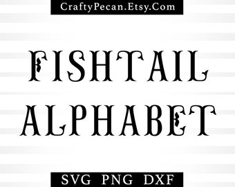 Fishtail Monogram Alphabet Font SVG DXF PNG - Etsy