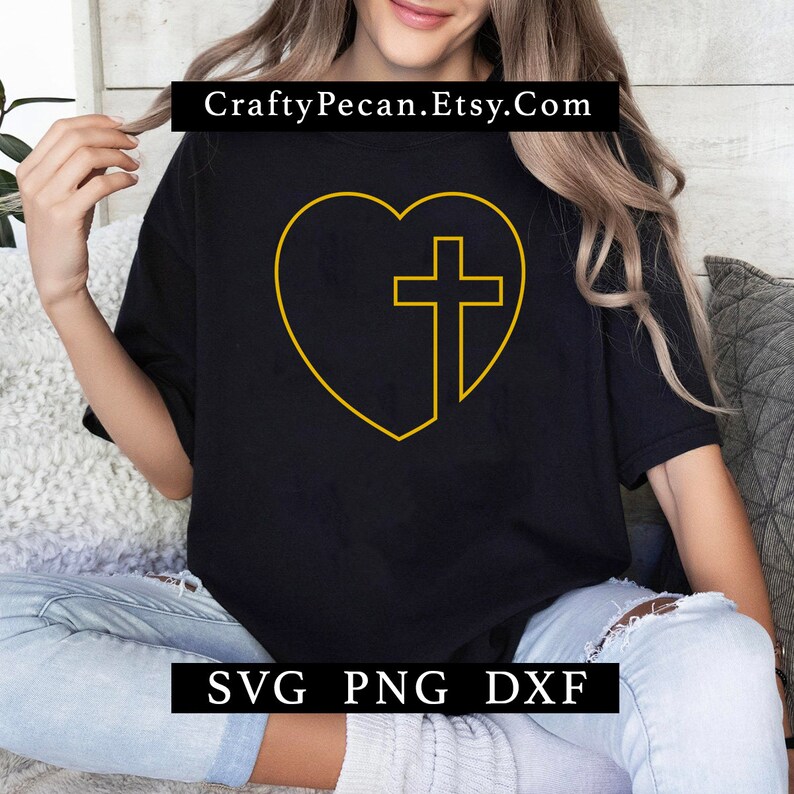 Heart Cross Svg, Cross Heart Svg, Baptism Cross Svg, Christian Shirts ...