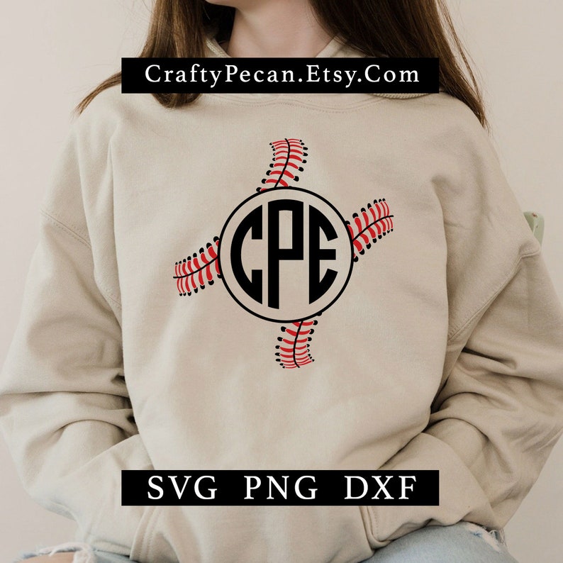 Baseball Stitches Monogram Frame Svg, Circle Monogram Svg, Hand Draw ...