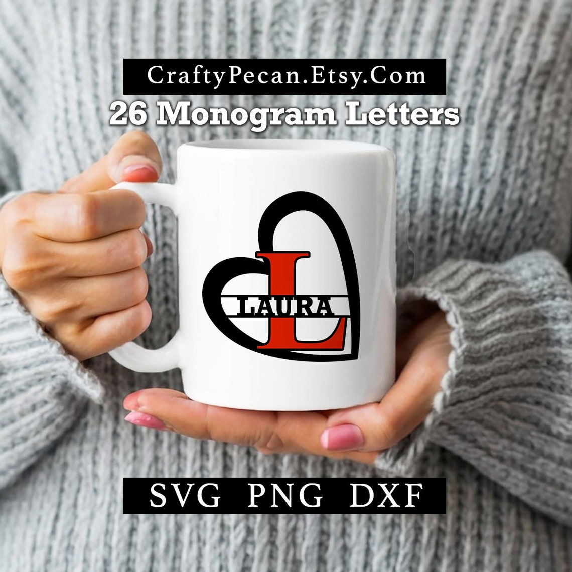 Heart Monogram Split Letters Svg Wedding Monogram Svg Valentines Day ...