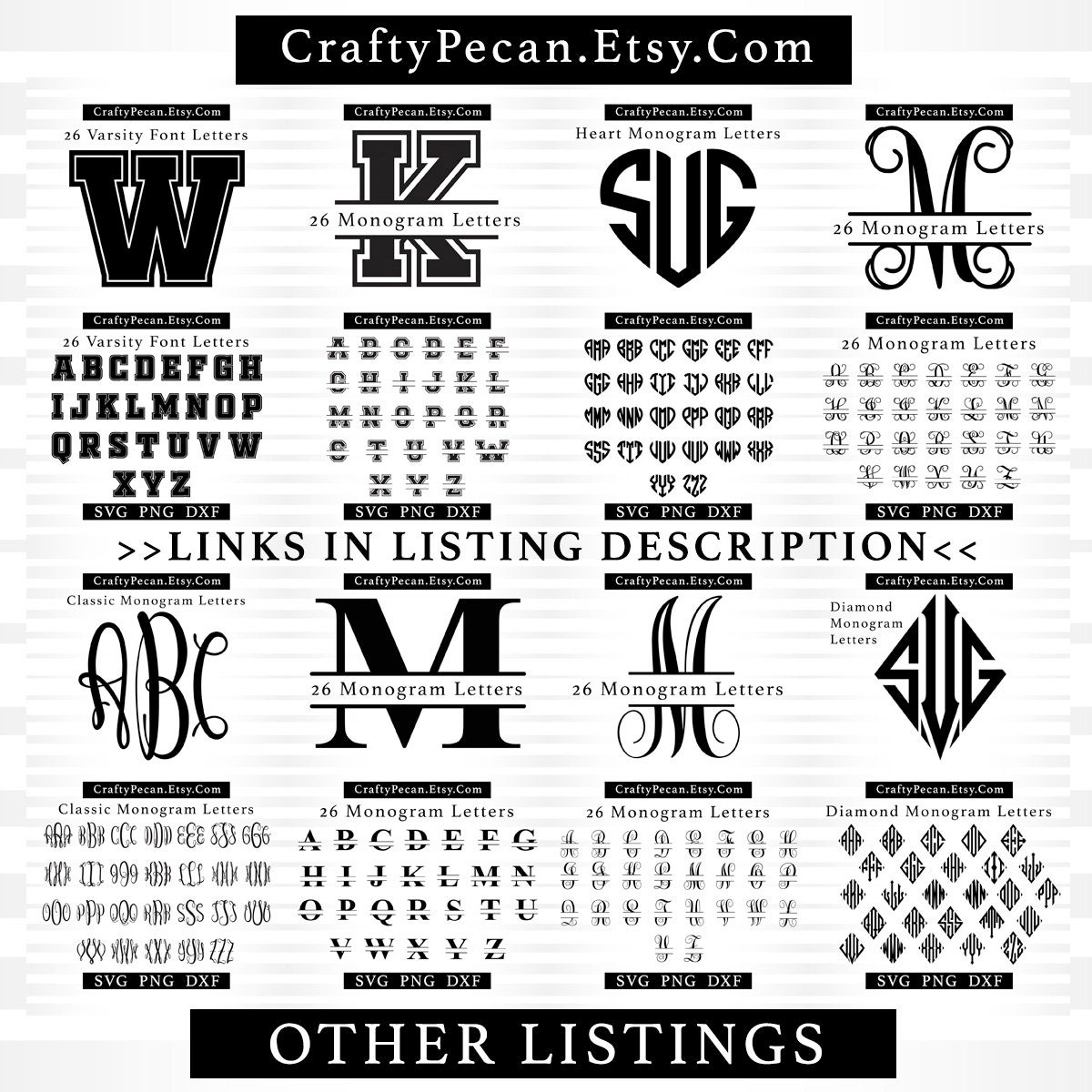 Heart Monogram Font SVG: 3 Letter Alphabet (digital Download) - Etsy