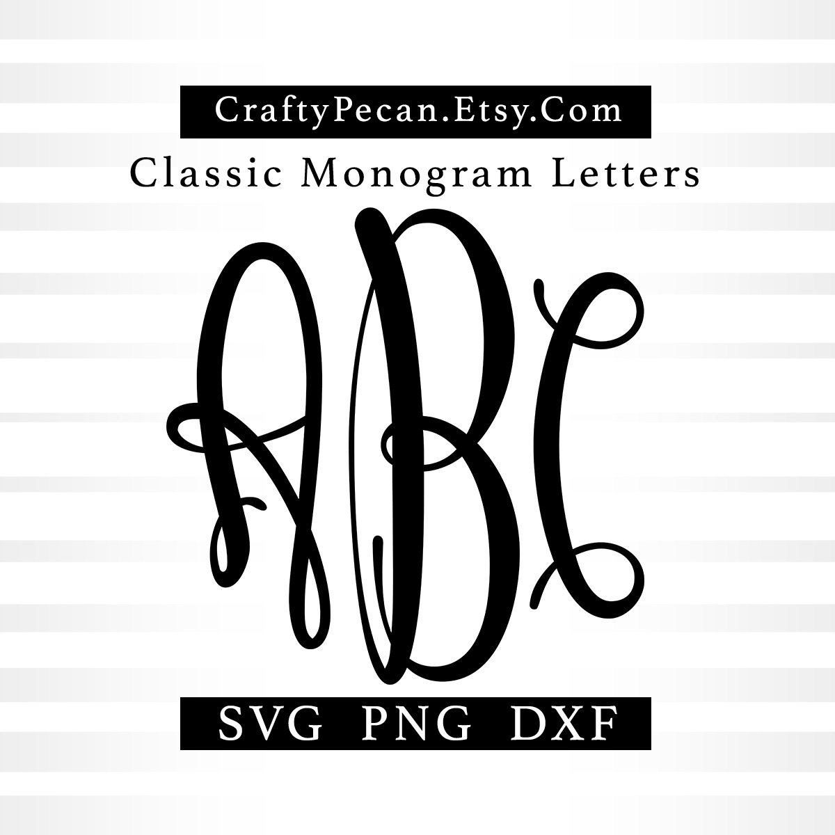 Classic Monogram Svg Font Letters, 3 Letter Monogram Cricut Font Svg ...